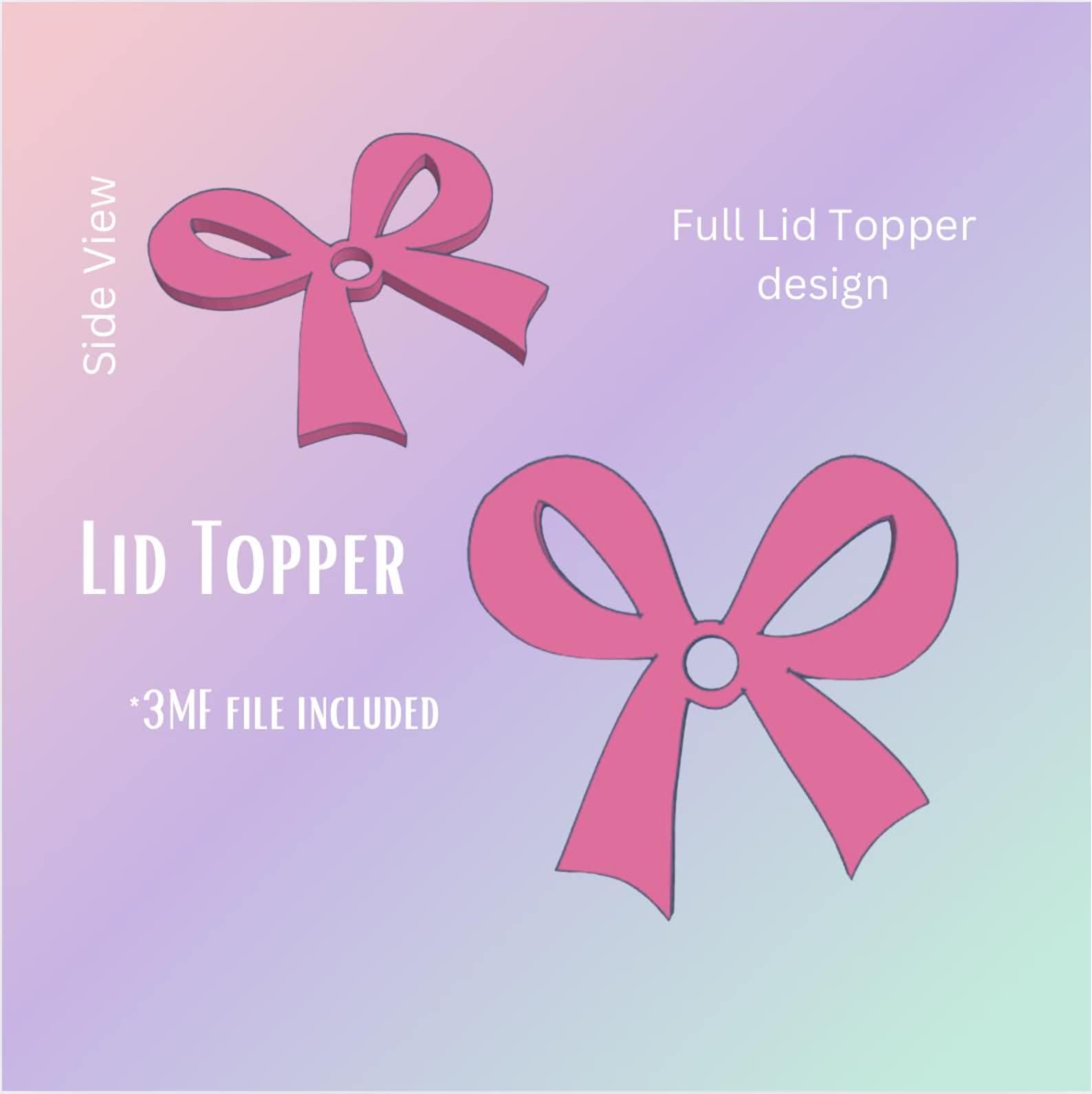 Bow Lid Topper STL File | Designed for Center Straw Cup Lids | Cute ...