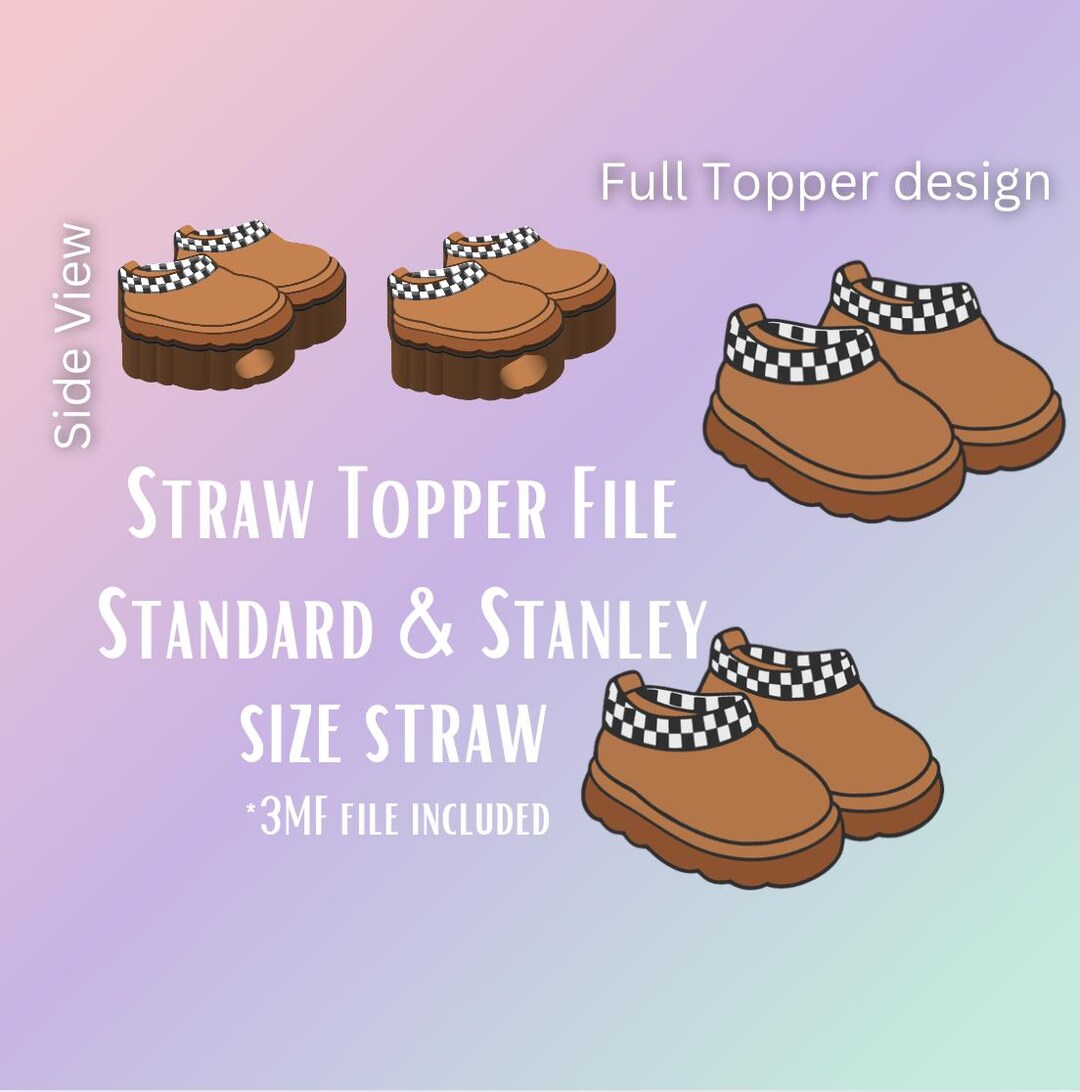 Cozy Checker Slipper* Straw Topper STL File | 3D Print Cup Accessory ...