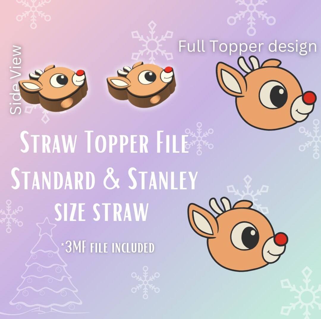 Red Nose* Straw Topper 3d-print File | Fits Standard & Stanley Straws ...