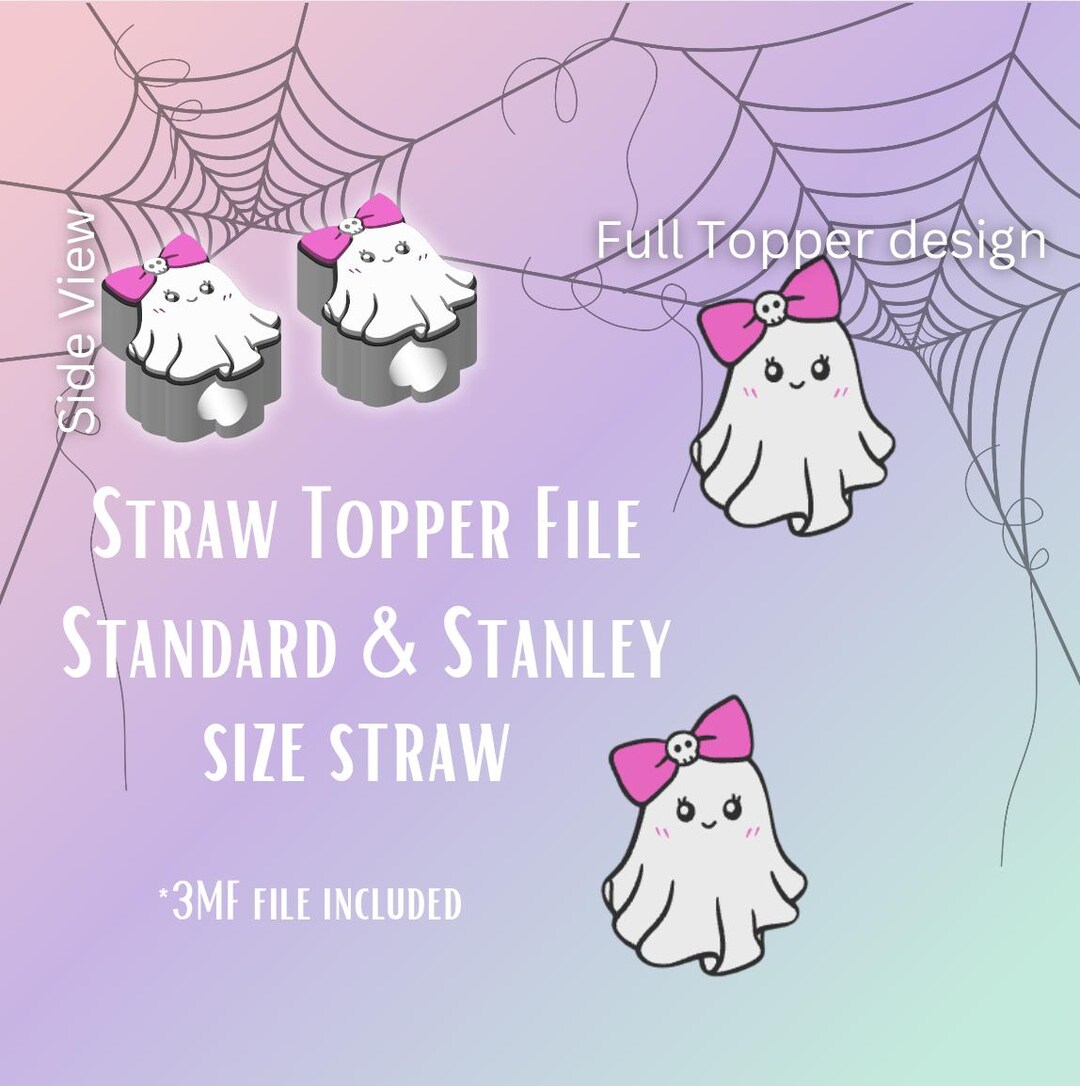 Kawaii Ghost No Glasses Straw Topper 3d-print File | Fits Standard ...