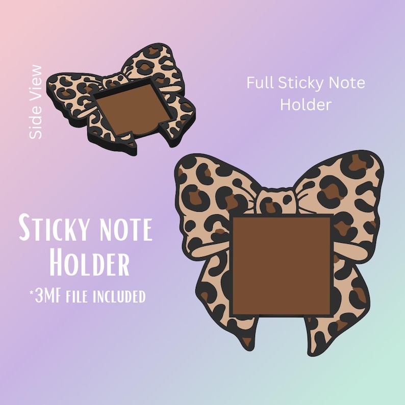 Leopard Bow Sticky Note Holder STL File | Cute Desktop Organizer | 3D ...