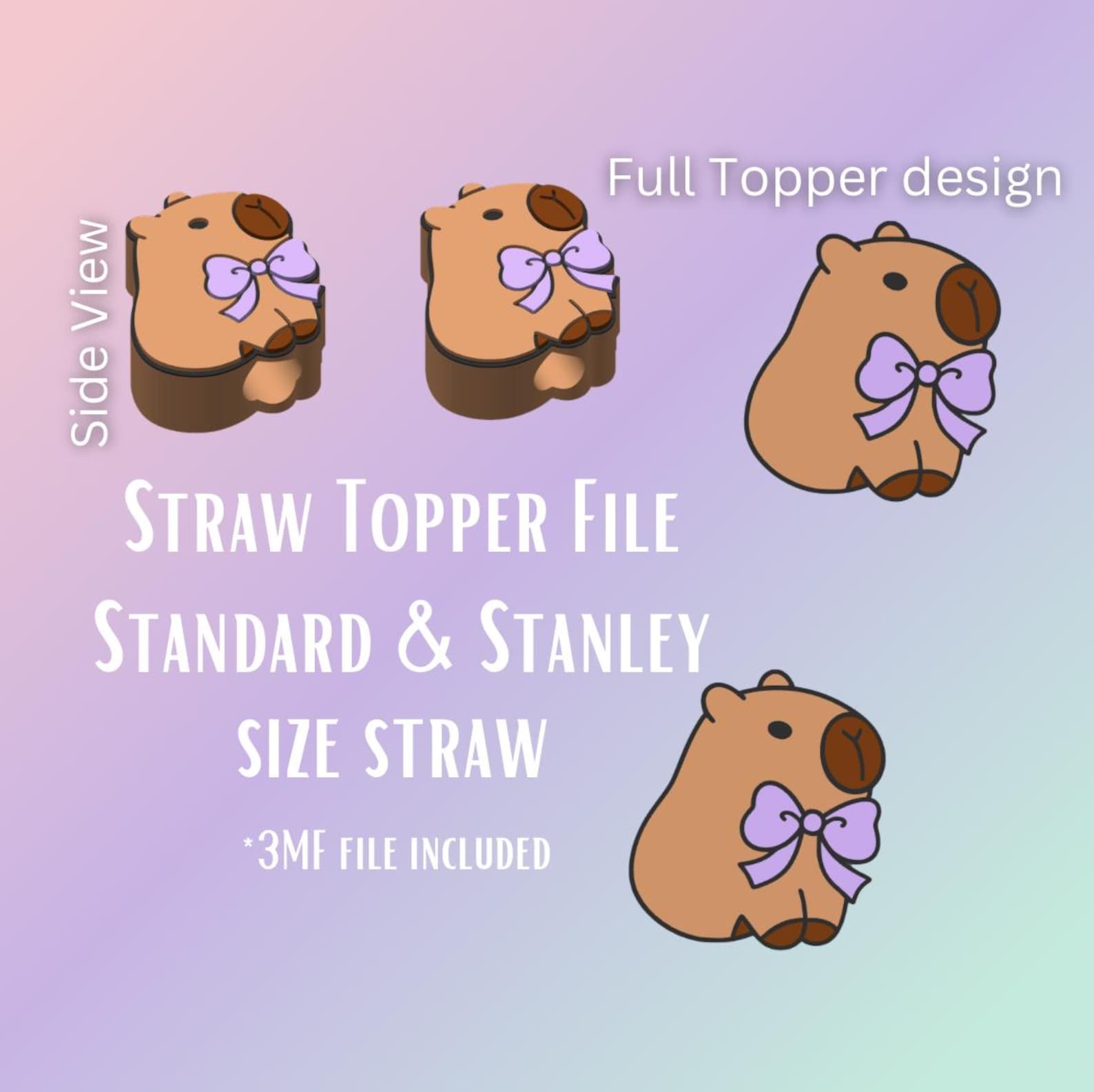 Lovely Capybara* Straw Topper 3d-print File | Fits Standard & Stanley ...