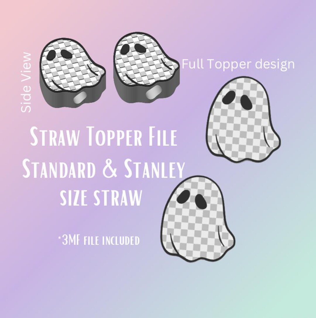 Checkered Ghost Straw Topper Digital File | Fits Standard & Stanley ...