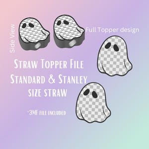 Checkered Ghost Straw Topper Digital File | Fits Standard & Stanley ...