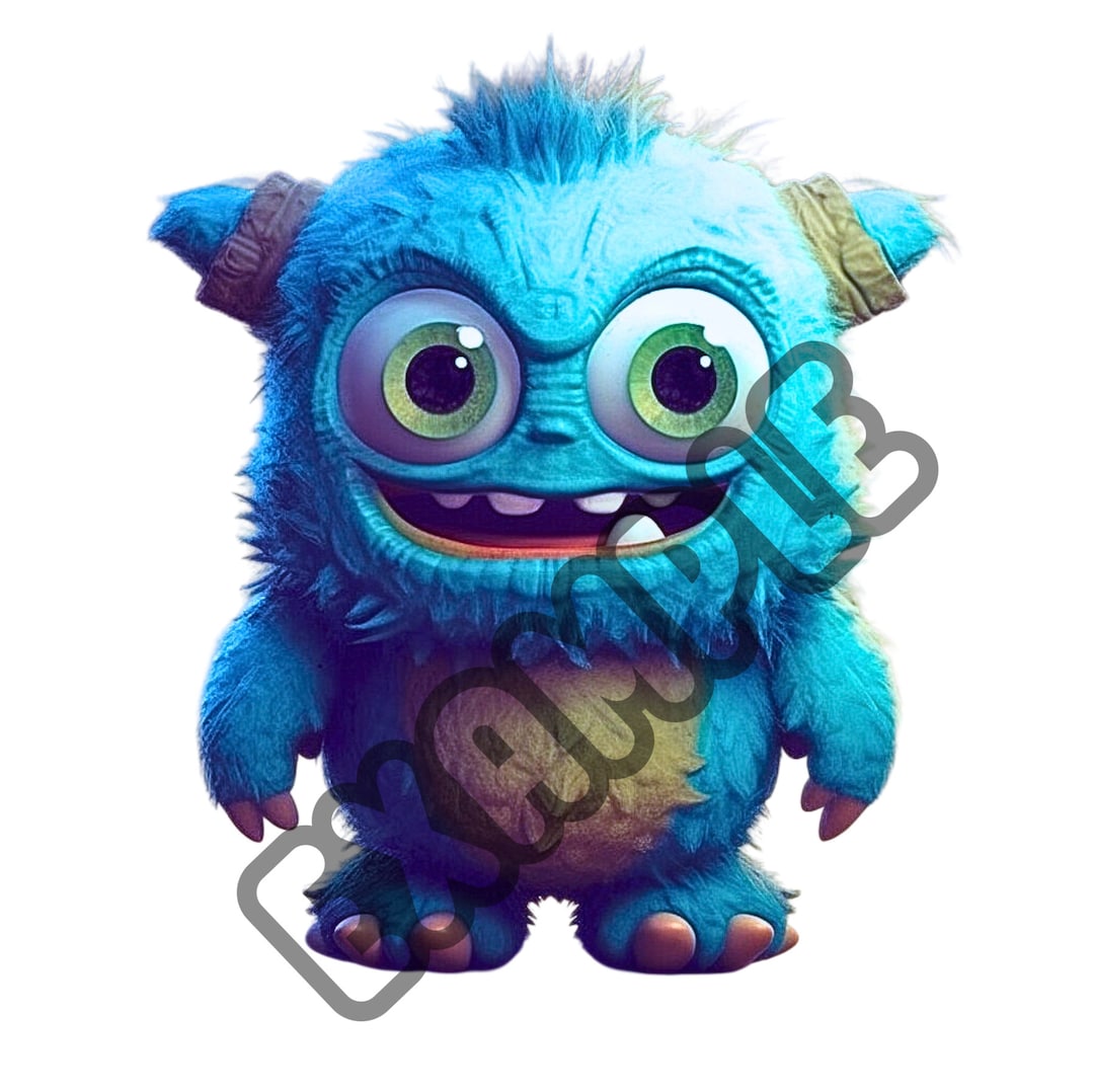 Cute Blue Monster PNG - Etsy