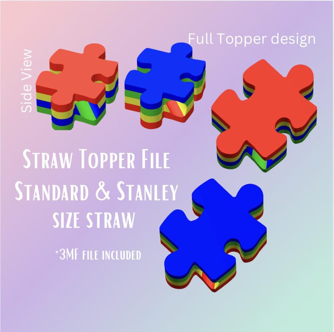 Puzzle Straw Topper 3d-print File | Fits Standard & Stanley Straws ...