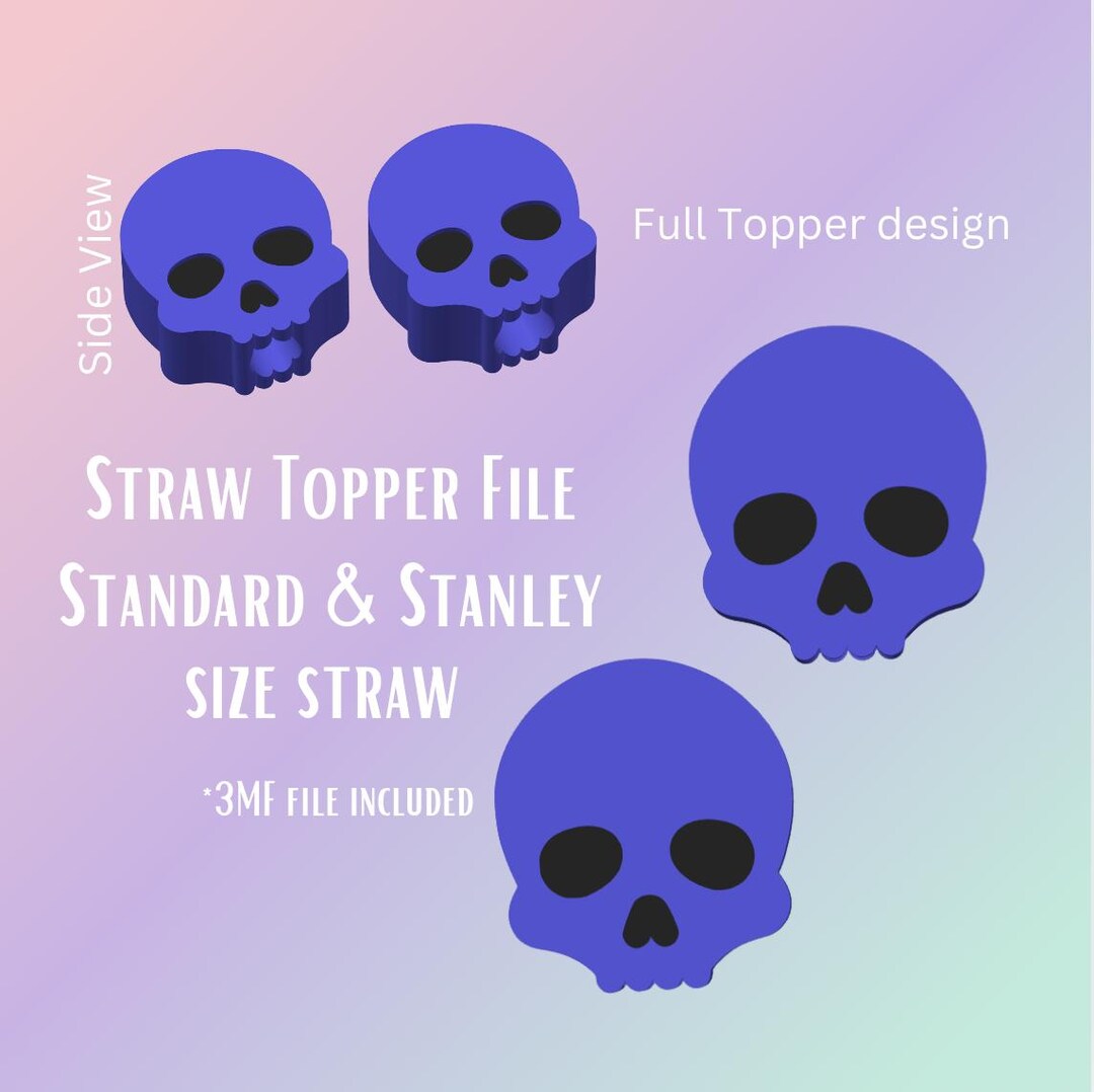 Skull Straw Topper Digital File | Fits Standard & Stanley Straws | Pre ...