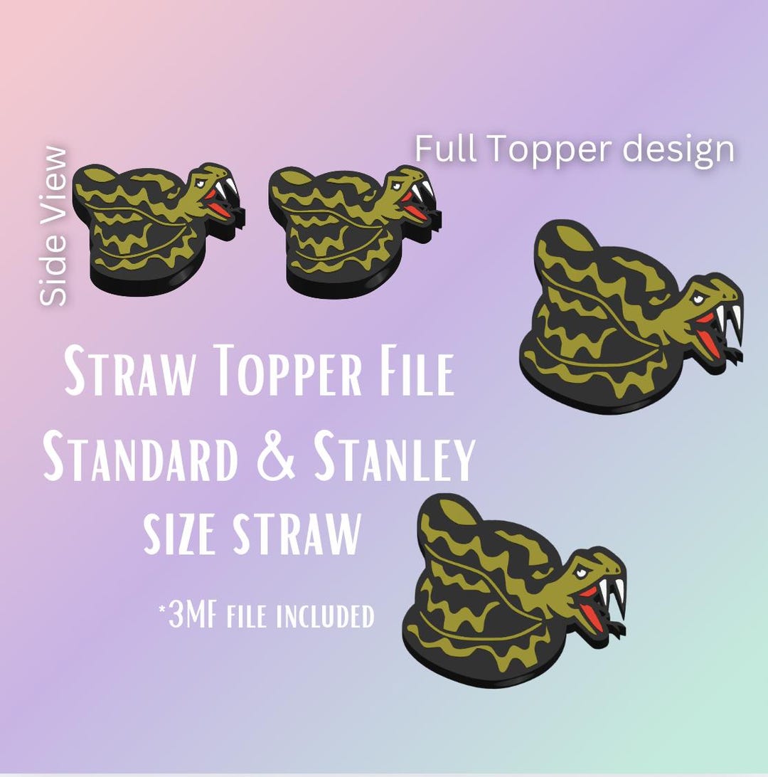 Snake With Fangs Straw Topper Digital File | Fits Standard & Stanley ...