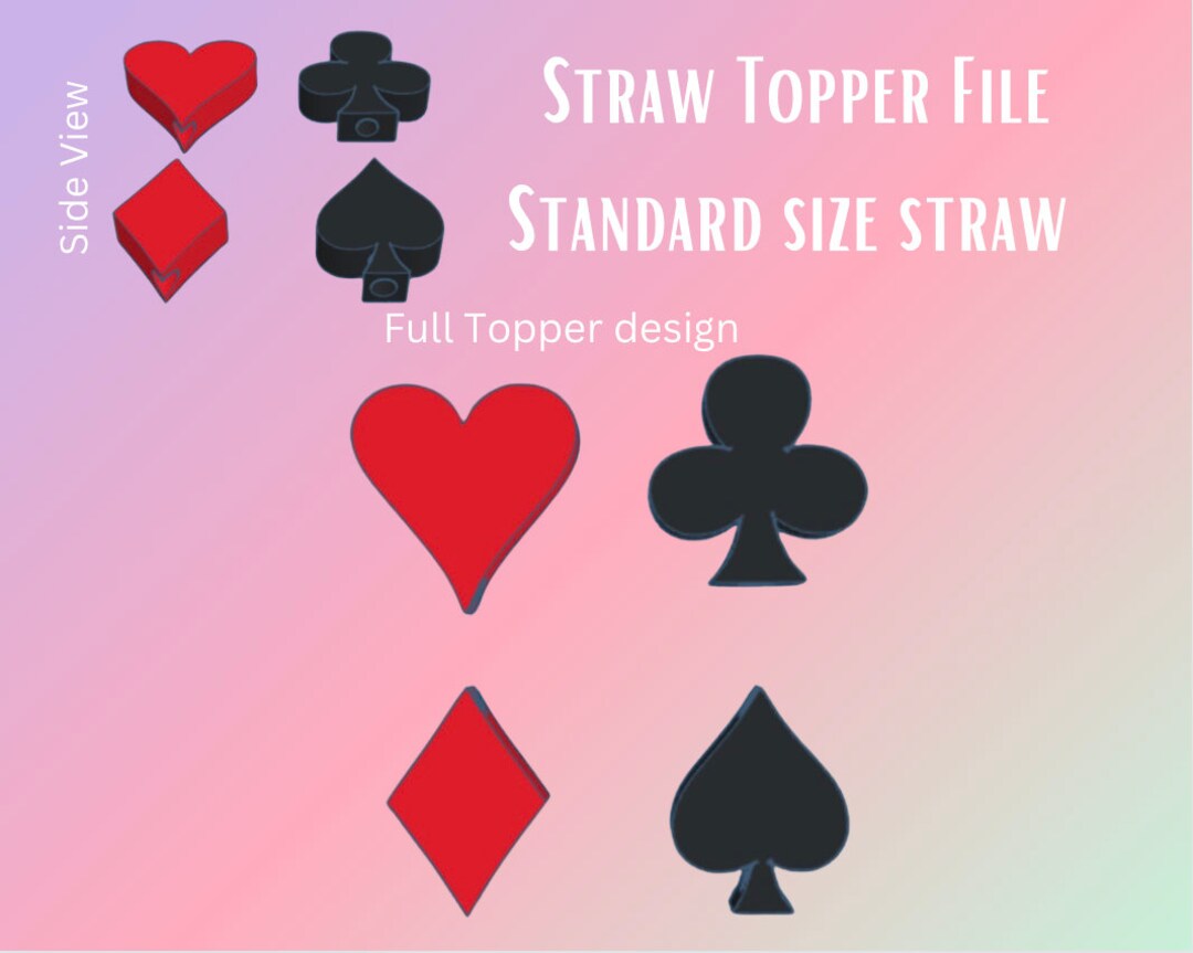 Play Cards Toppers Straw Topper STL - Etsy