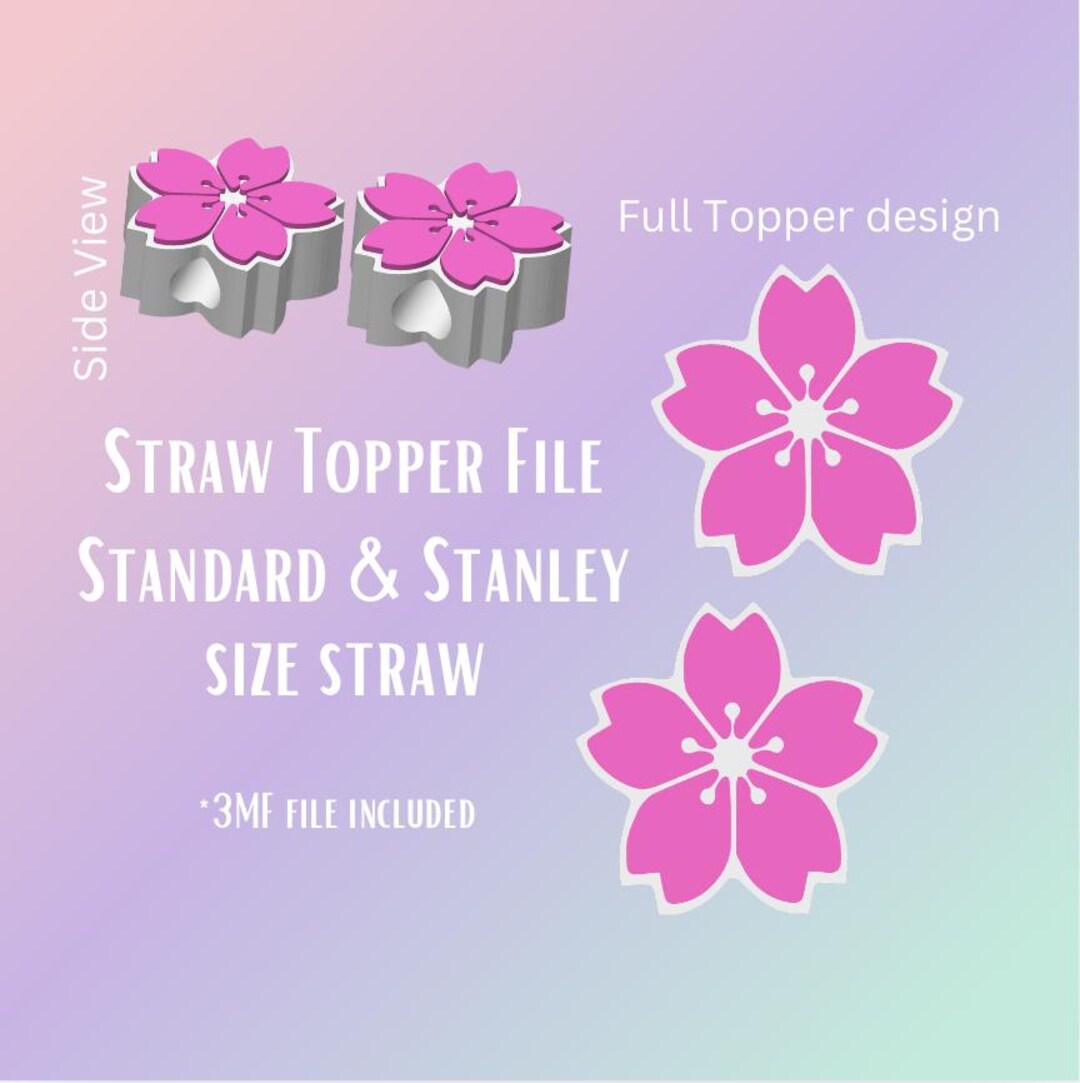 Cherry Blossom Straw Topper Digital File | Fits Standard & Stanley ...