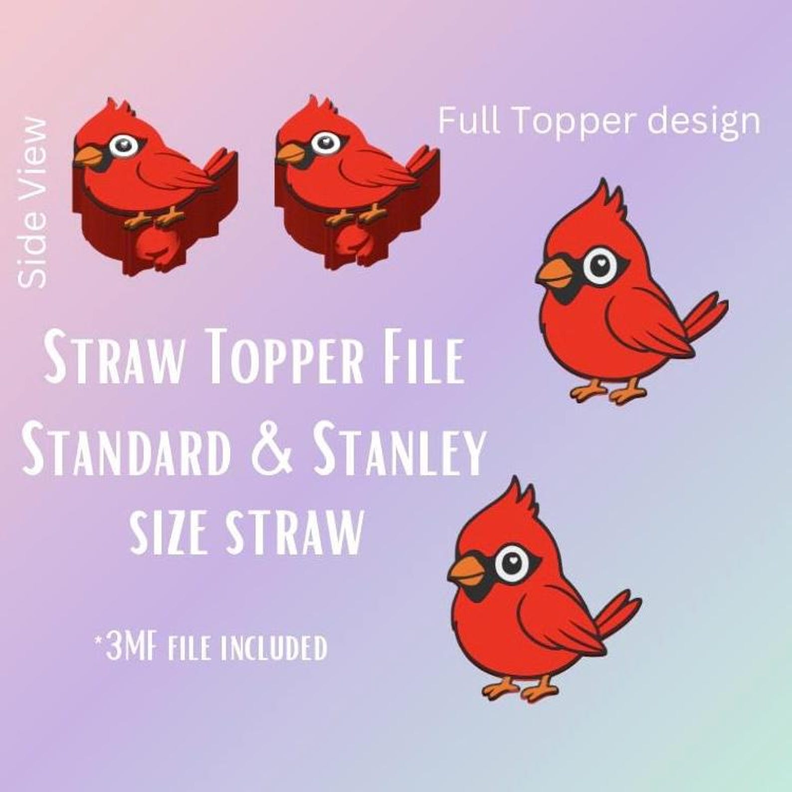 Cardinal Straw Topper STL File | 3D Print Cup Accessory | Fits Stanley ...
