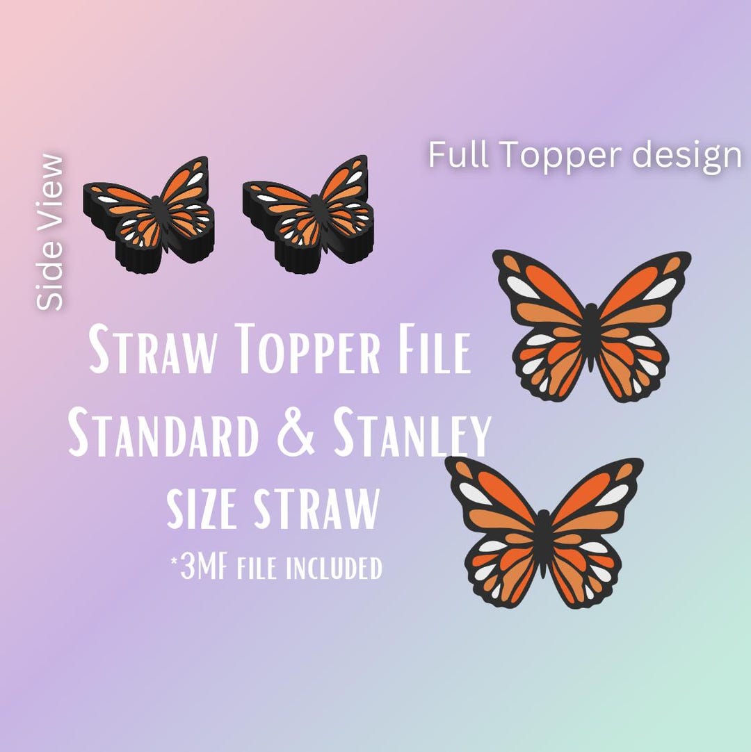 Monarch Butterfly 3d-print File | Fits Standard & Stanley Straws | Pre ...