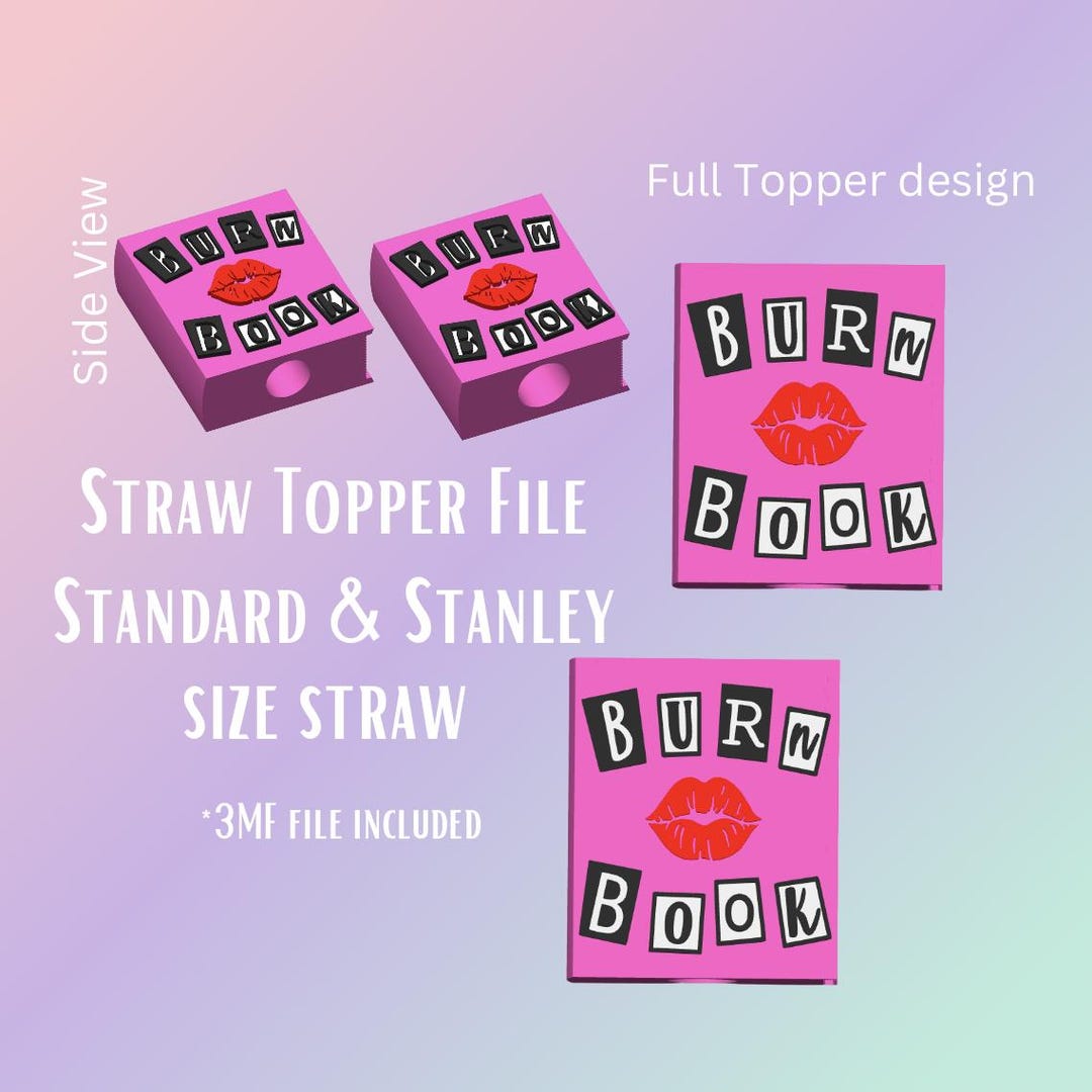 Burn Book Straw Topper 3d-print File | Fits Standard & Stanley Straws ...
