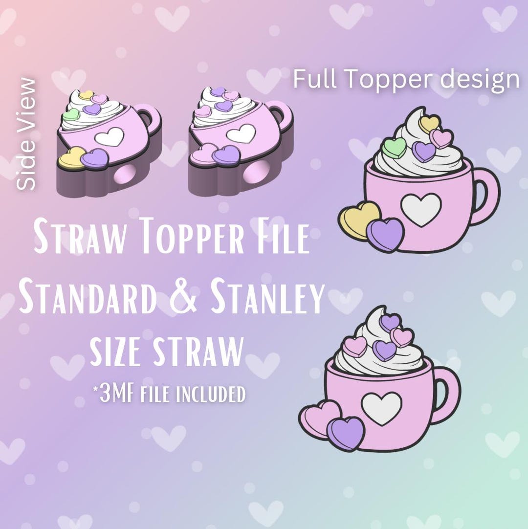Valentines Day Latte* Straw Topper Digital File | Fits Standard ...