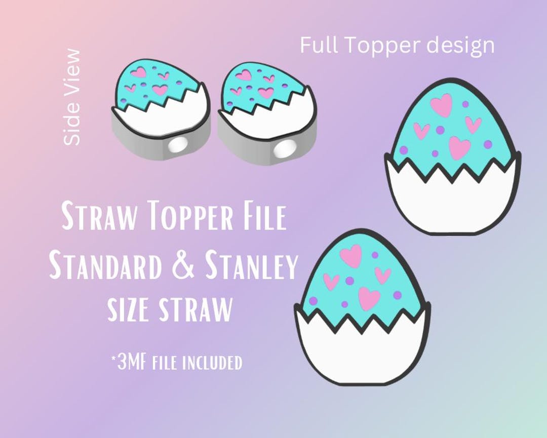 Broken Egg Straw Topper 3d-print File | Fits Standard & Stanley Straws ...
