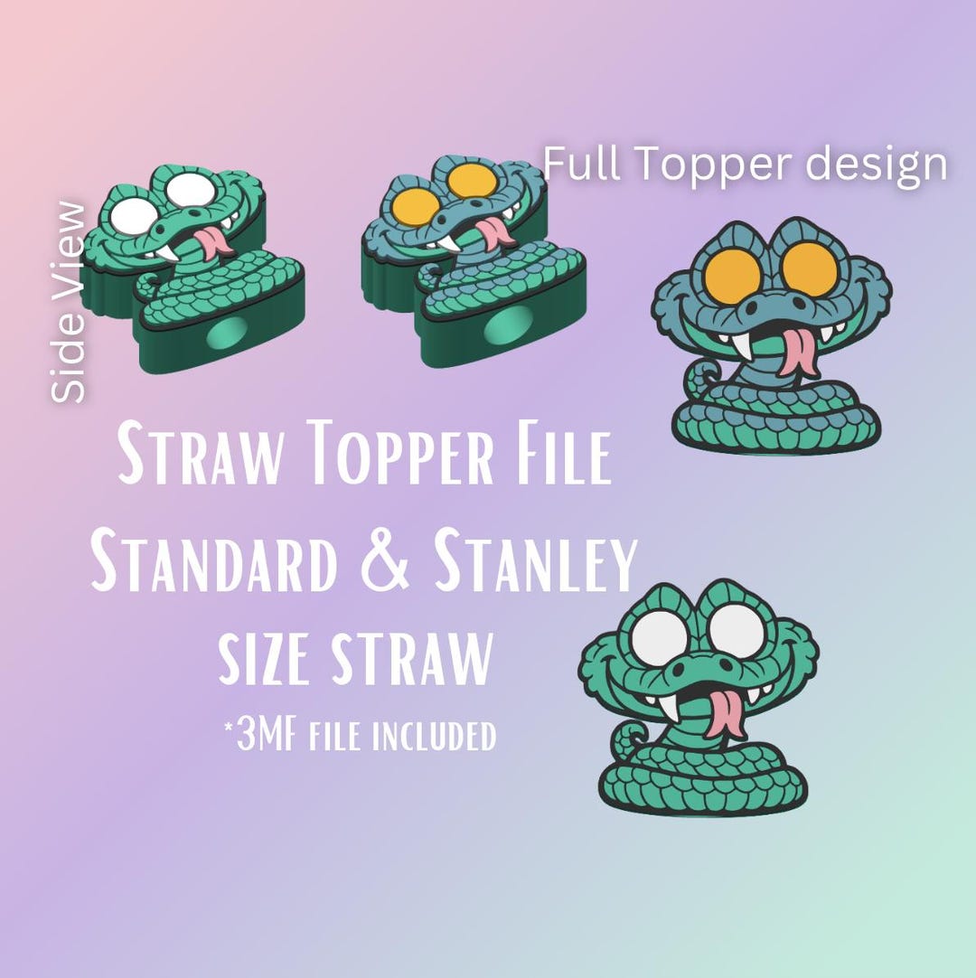 Snake G* Straw Topper 3d-print File | Fits Standard & Stanley Straws ...