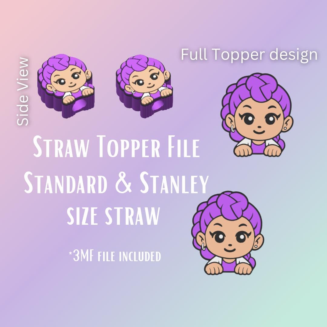 Pop Girlie R* Straw Topper 3d-print File | Fits Standard & Stanley ...