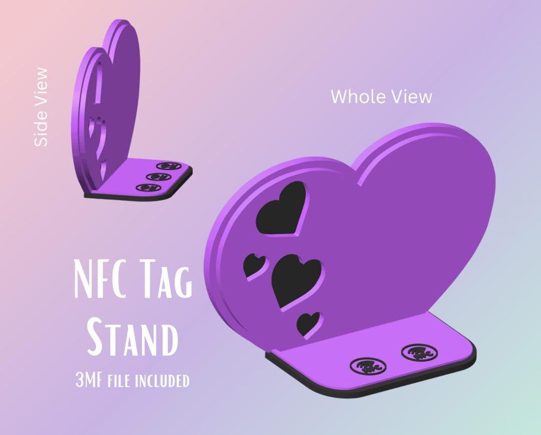 Heart NFC Stand 3d-print File | Customizable Design | Pre-colored 3MF ...