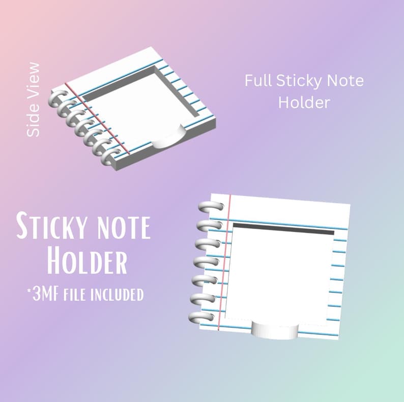 Notebook Sticky Note Holder STL File | Cute Desktop Organizer | 3D ...
