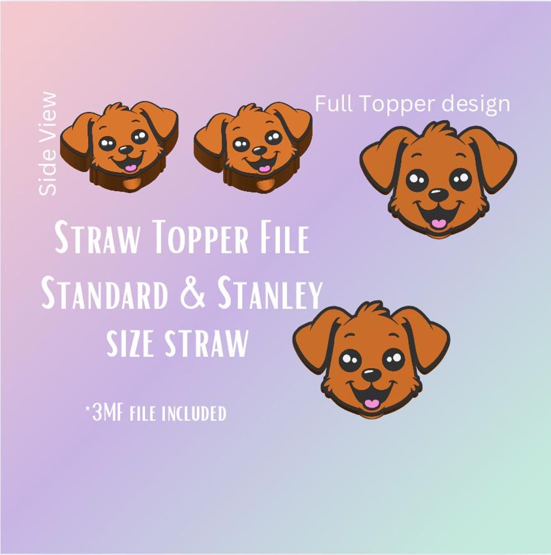 Puppy Straw Topper 3d-print File | Fits Standard & Stanley Straws | Pre ...