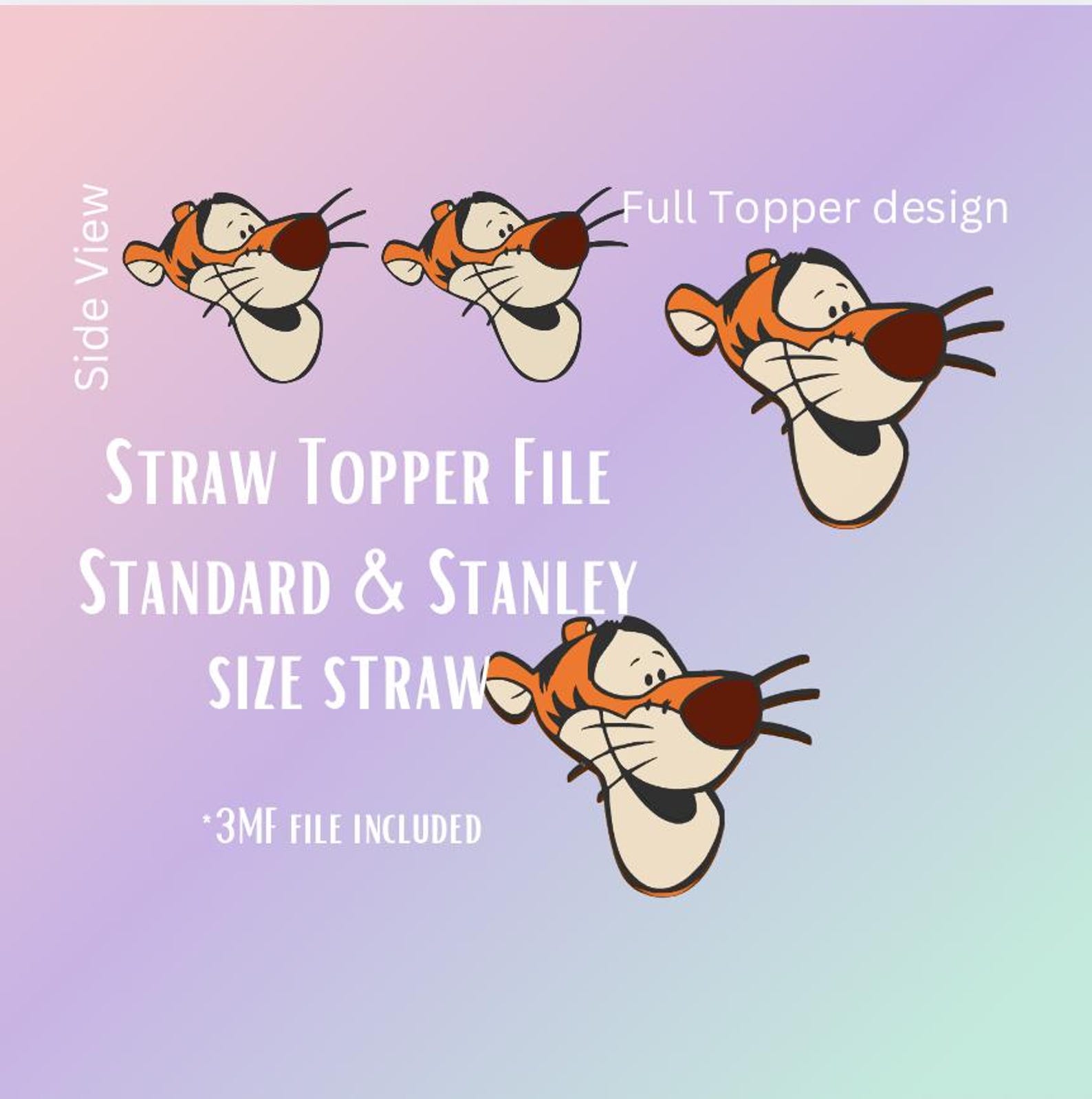 Bouncy Tiger Straw Topper Digital File | Fits Standard & Stanley Straws ...