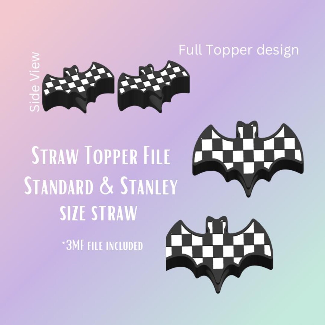 Checkered Bat* Straw Topper 3d-print File | Fits Standard & Stanley ...