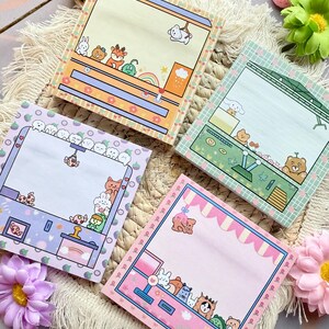 Cute Rainbow Animals Friends Sticky Notes, Cartoon Memo Pad, Kawaii ...