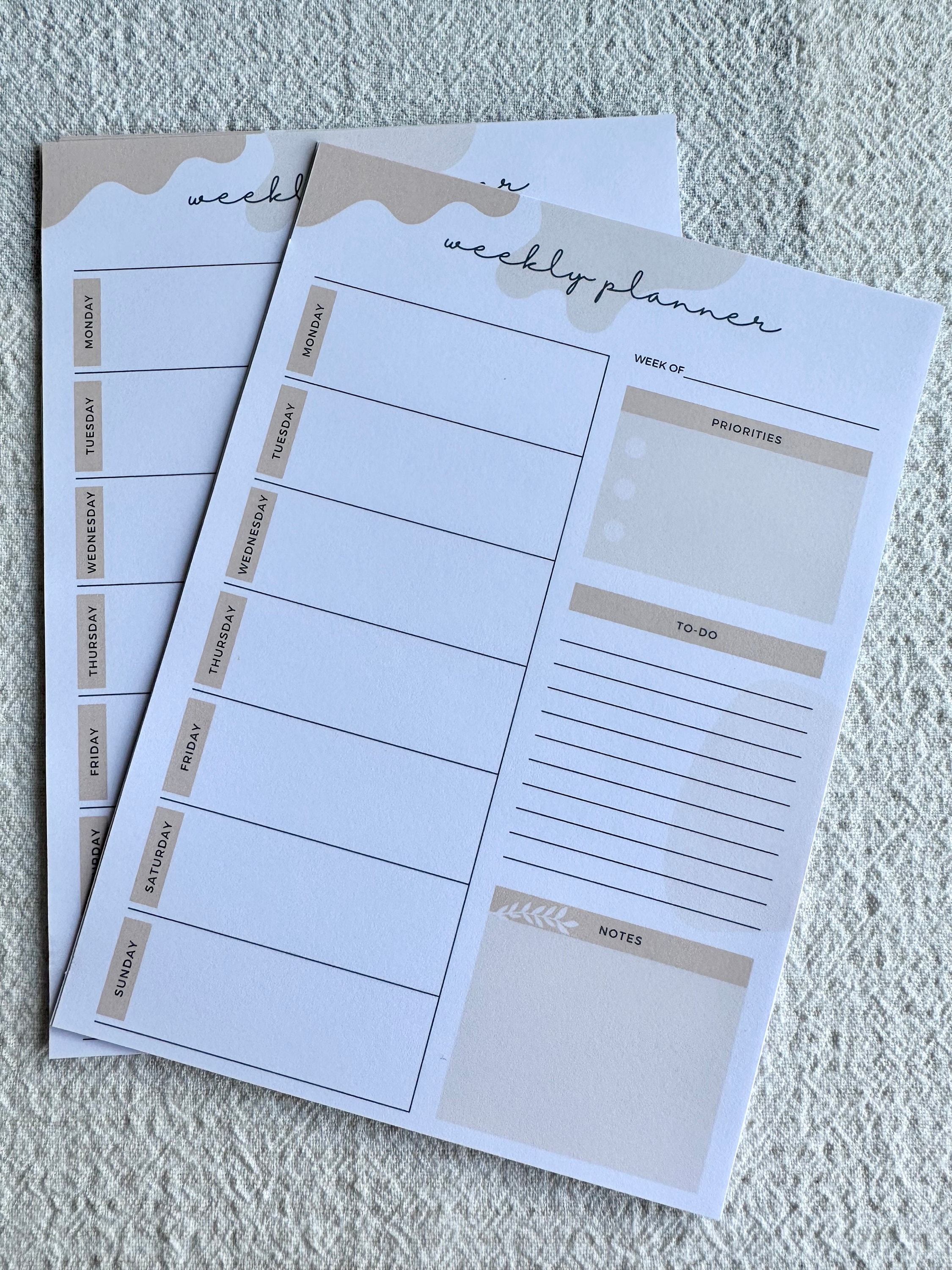 Weekly / Daily Planning Sheets Calendar Notepad With Todo List ...