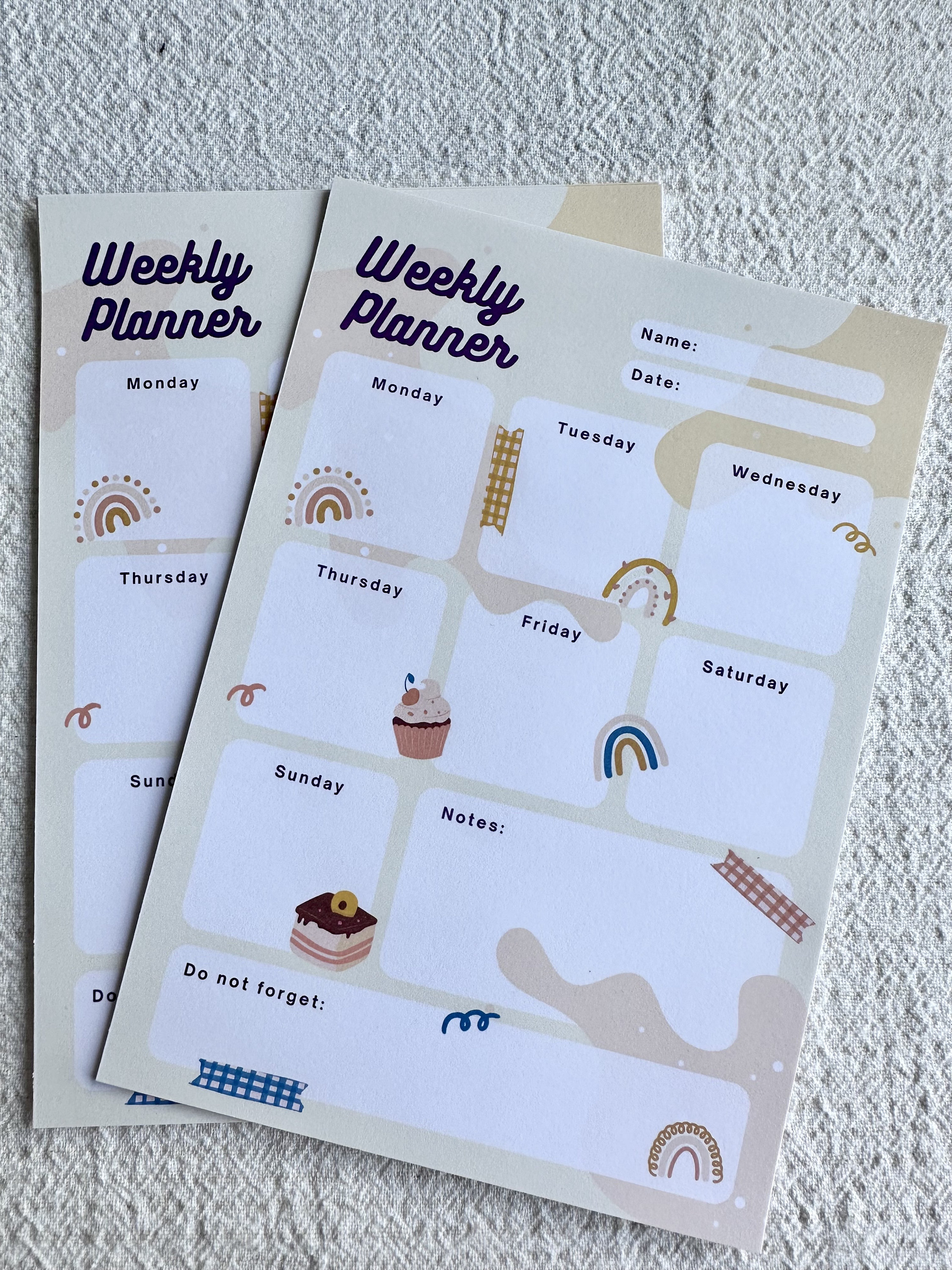 Weekly / Daily Planning Sheets Calendar Notepad With Todo List ...