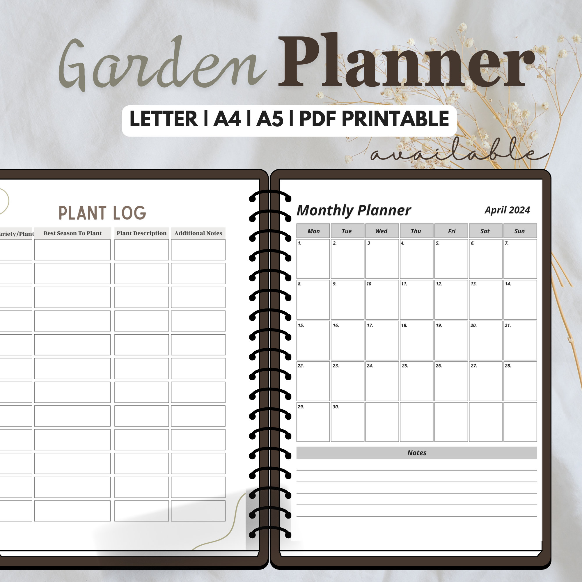 Digital Garden Planner 2024 Digital Pastel Garden Journal - Etsy