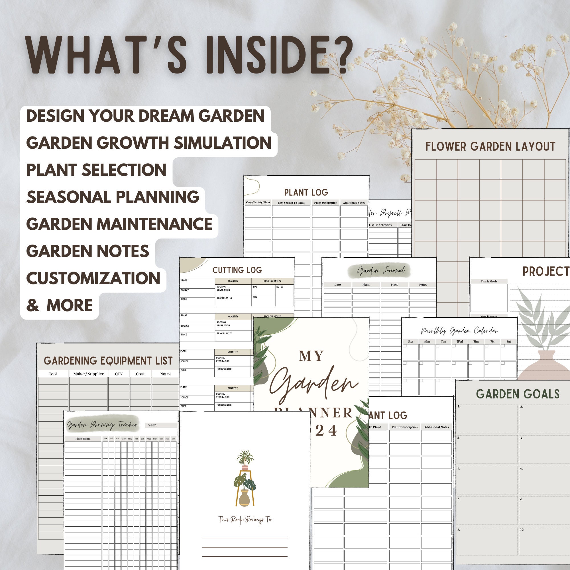 Digital Garden Planner 2024 Digital Pastel Garden Journal - Etsy