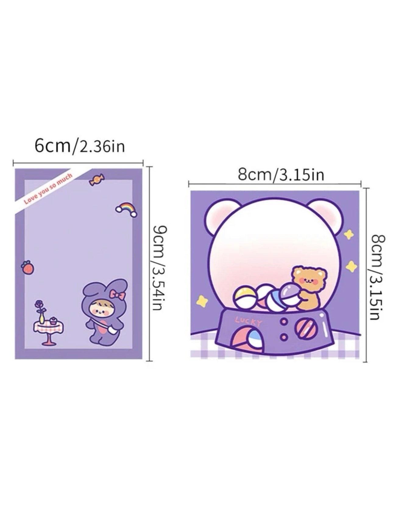Cute Purple Sticky Notes Cartoon Memo Pad Kawaii Notepad - Etsy