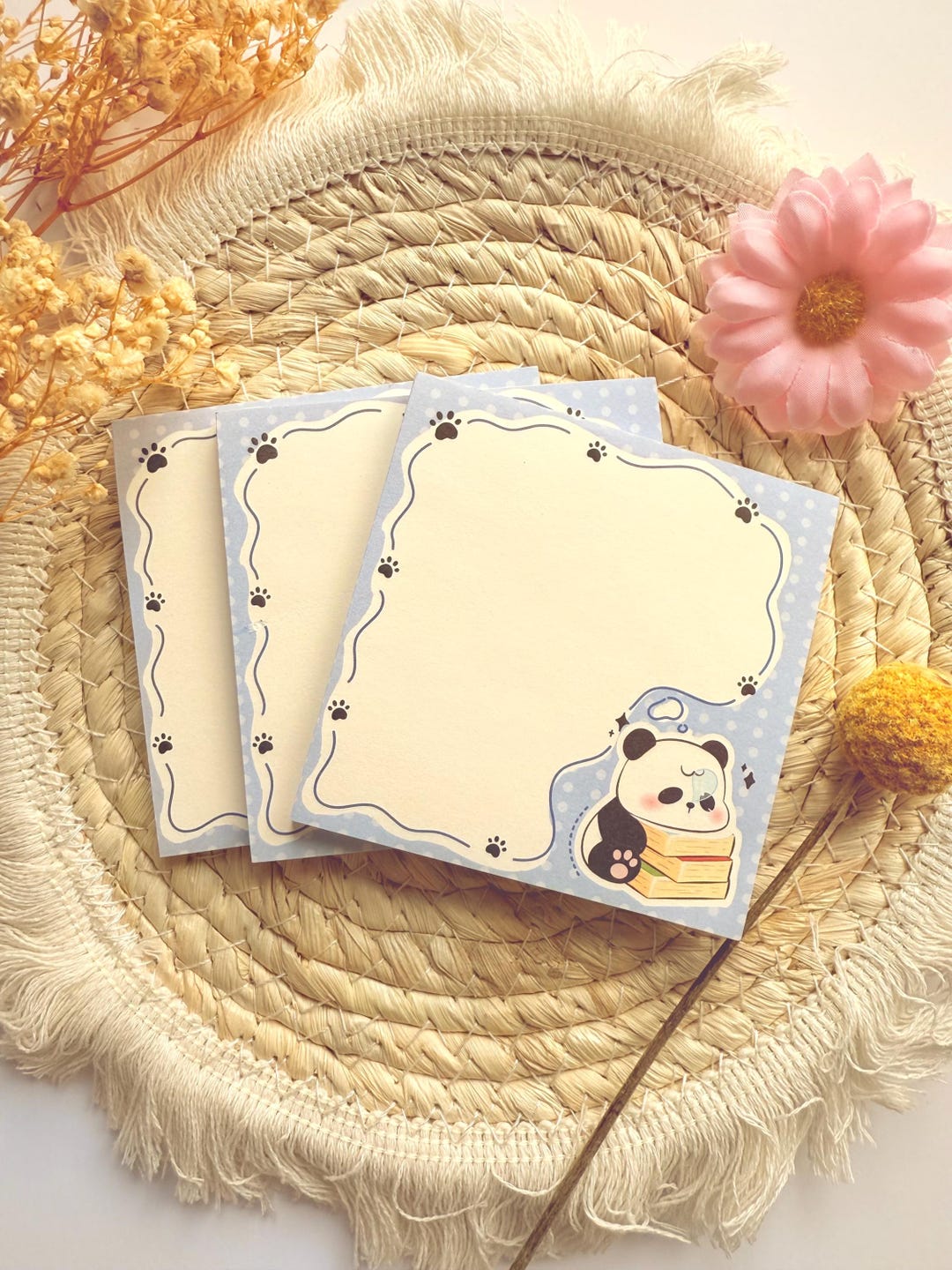 Cute Panda Memo Pad Set, Cartoon Memo Pad, Kawaii Notepad, Korean ...
