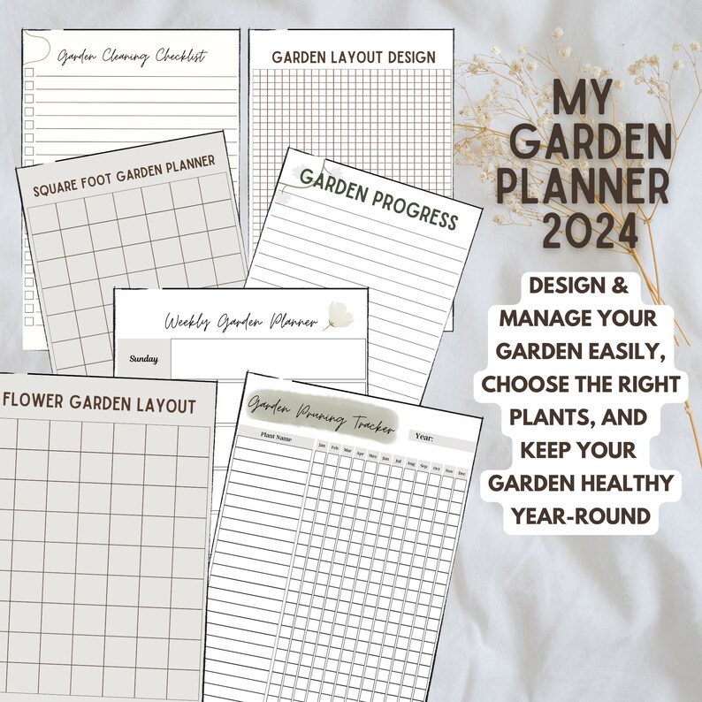 Digital Garden Planner 2024 Digital Pastel Garden Journal - Etsy
