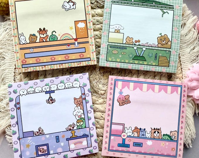 Cute Rainbow Animals Friends Sticky Notes, Cartoon Memo Pad, Kawaii ...