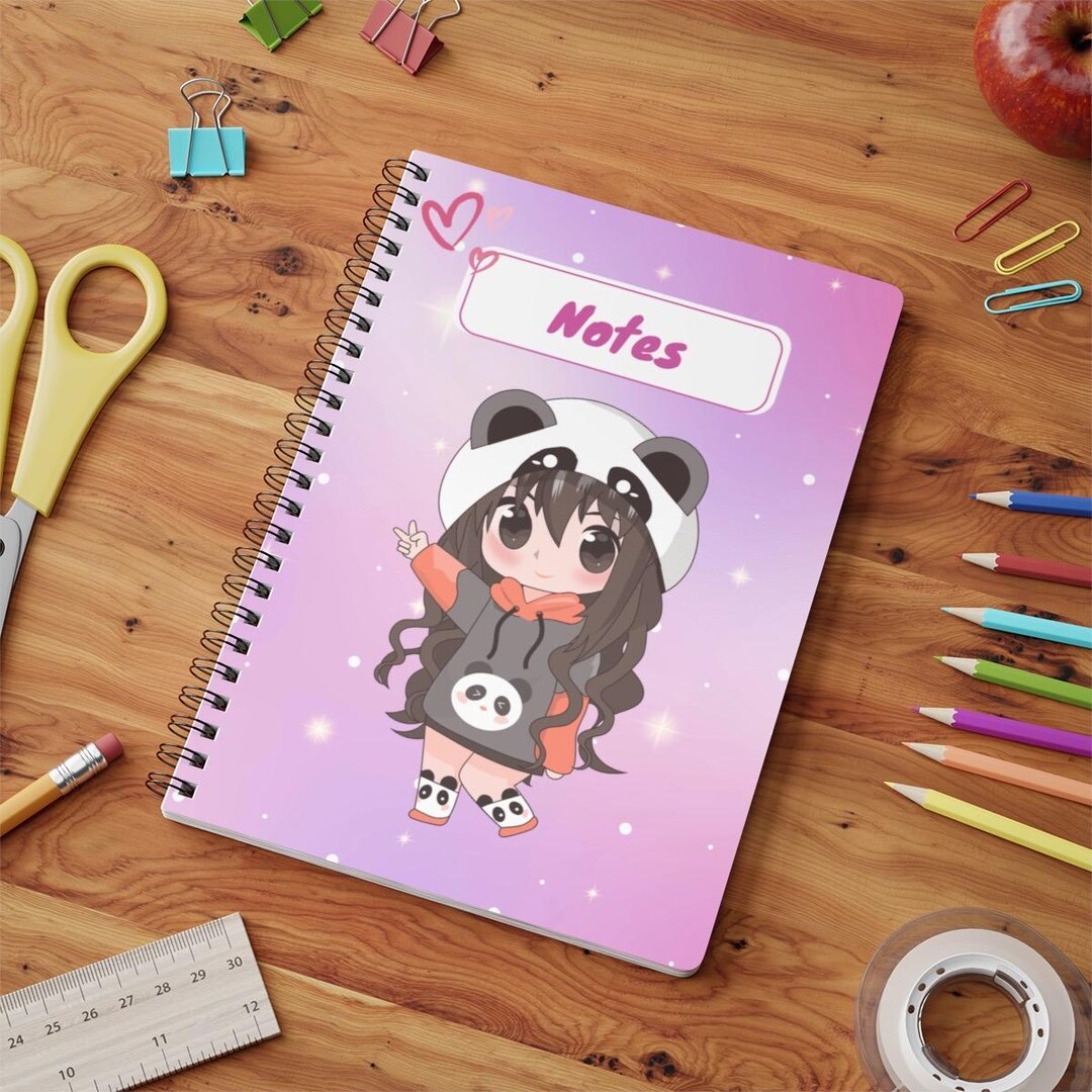 Chibi Japanese Anime Girl Wirobound Softcover A5 Notebook, Personalized ...
