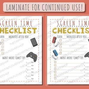 Screen Time Checklist Editable Printable Screen Chart Screen Time ...