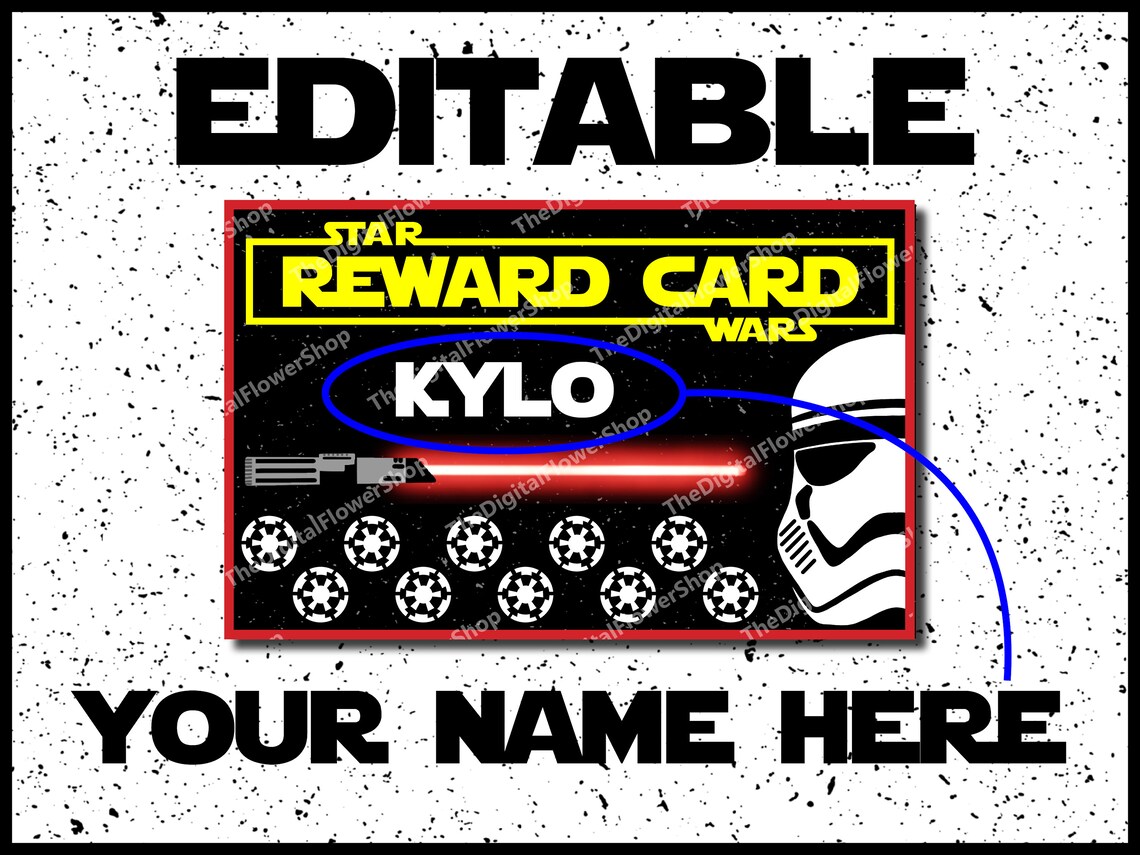 Star Wars Inspired Reward Card Punch Card Editable Printable Storm ...