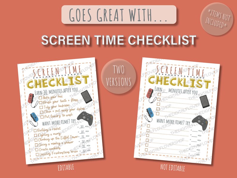 Screen Time Log Screen Time Tickets Screen Time Bucks - Etsy