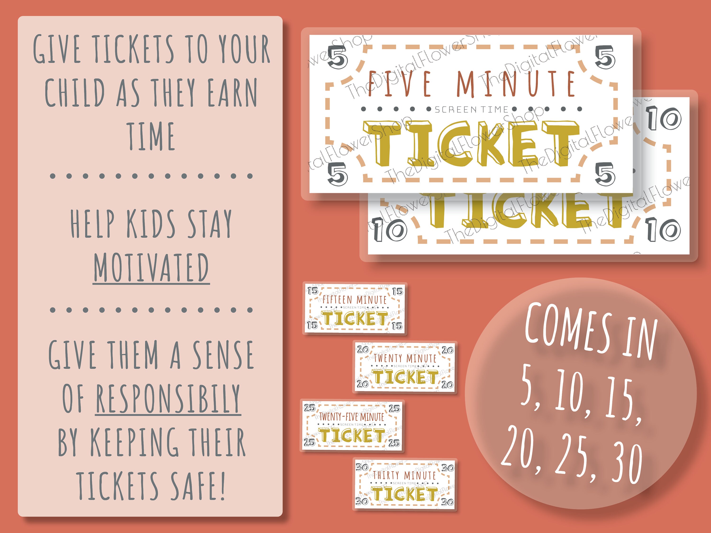 Screen Time Log Screen Time Tickets Screen Time Bucks Printable Chore ...