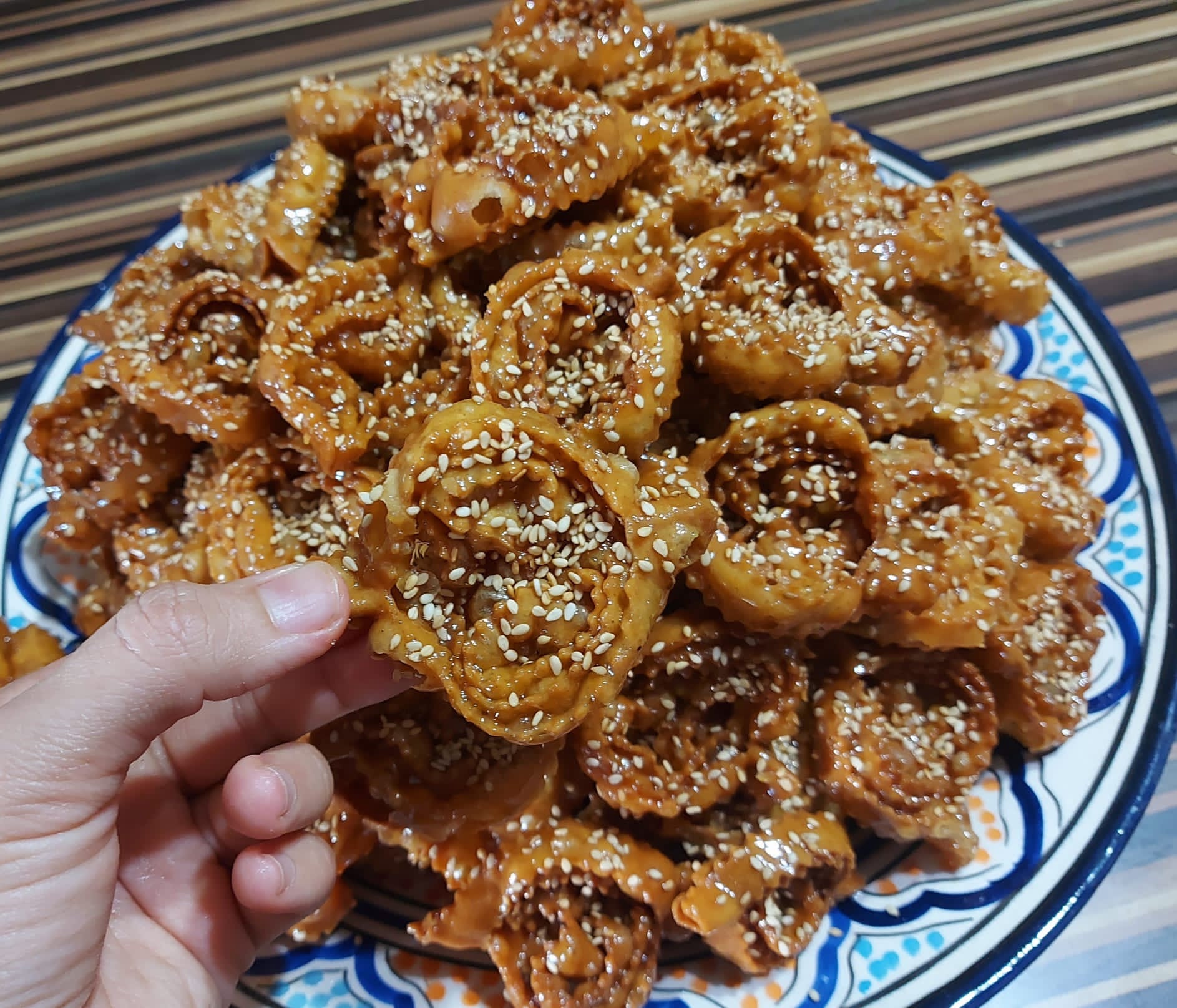 Moroccan Traditional Cookies; Chebakia With Almond & Honey. Natural ...