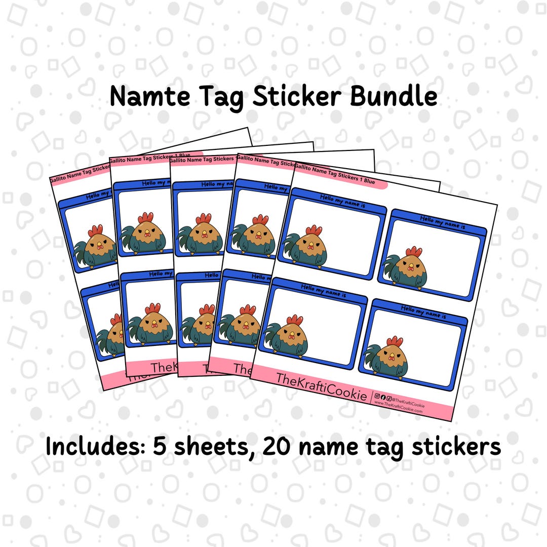 Cute Rooster Kid Name Tag Sticker Bundle, Name Tag Stickers, Kids Name ...