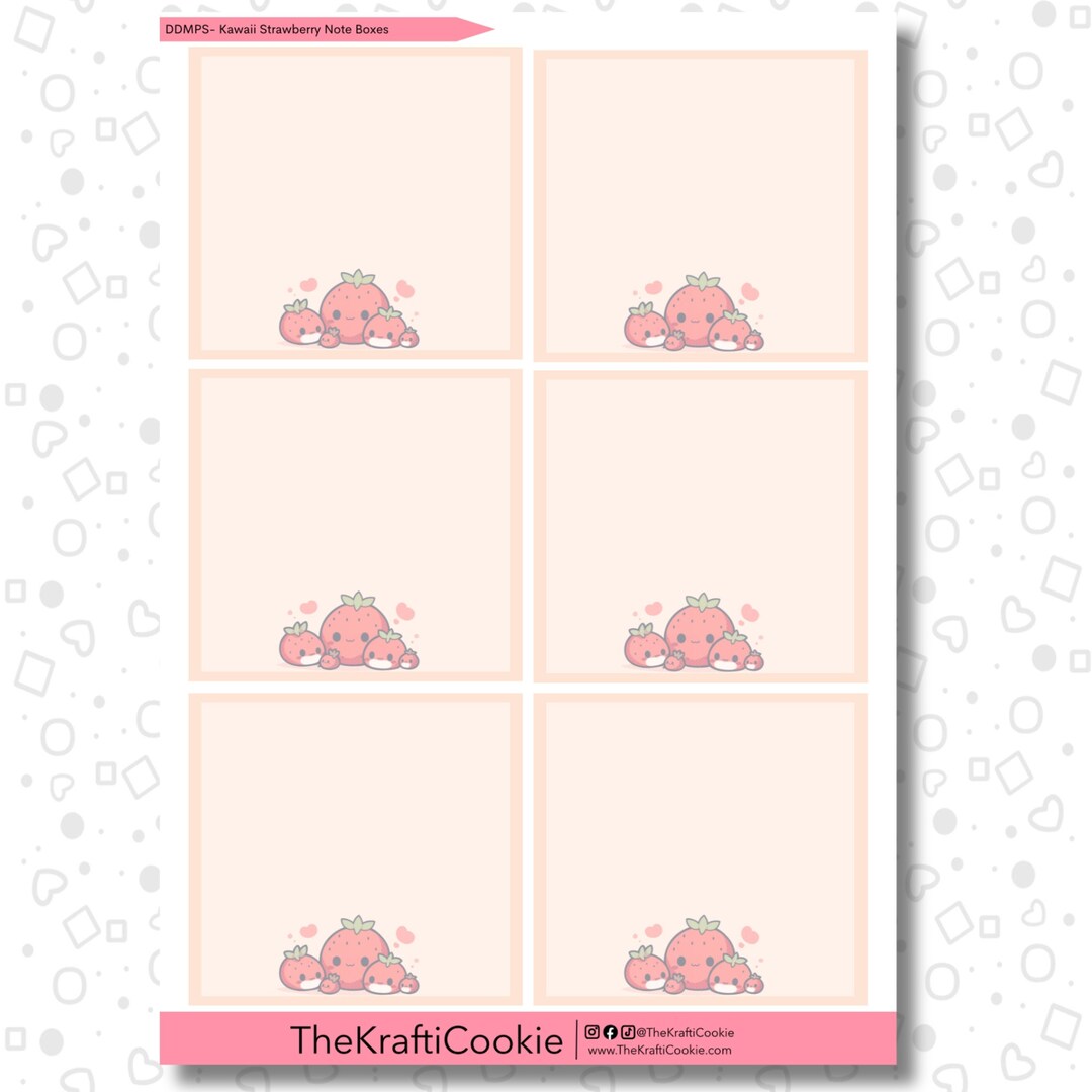 Kawaii Strawberry Daily Duo 7x9 Note Boxes - Etsy