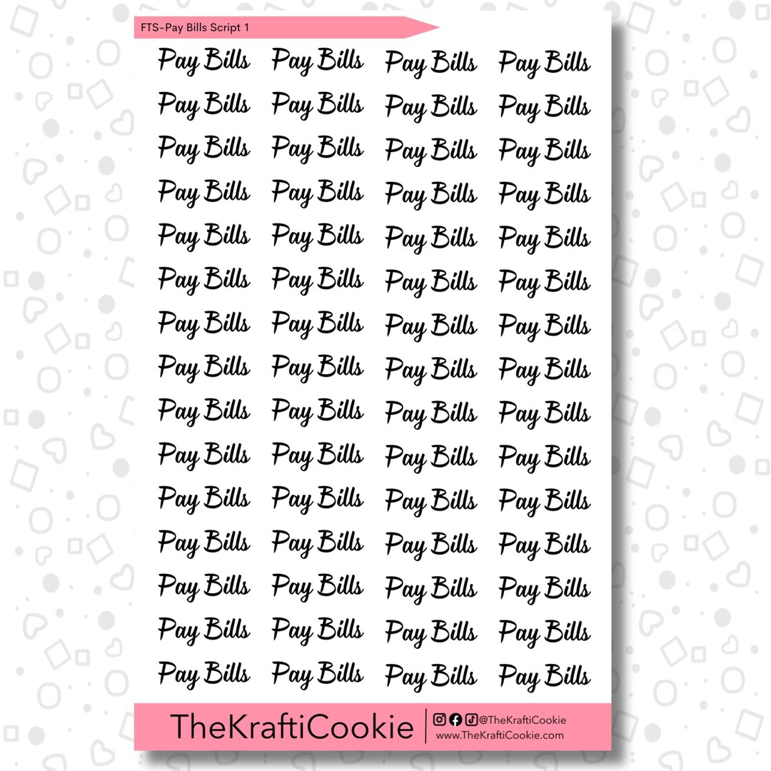Pay Bills Functional Planner Text Script 1 - Etsy