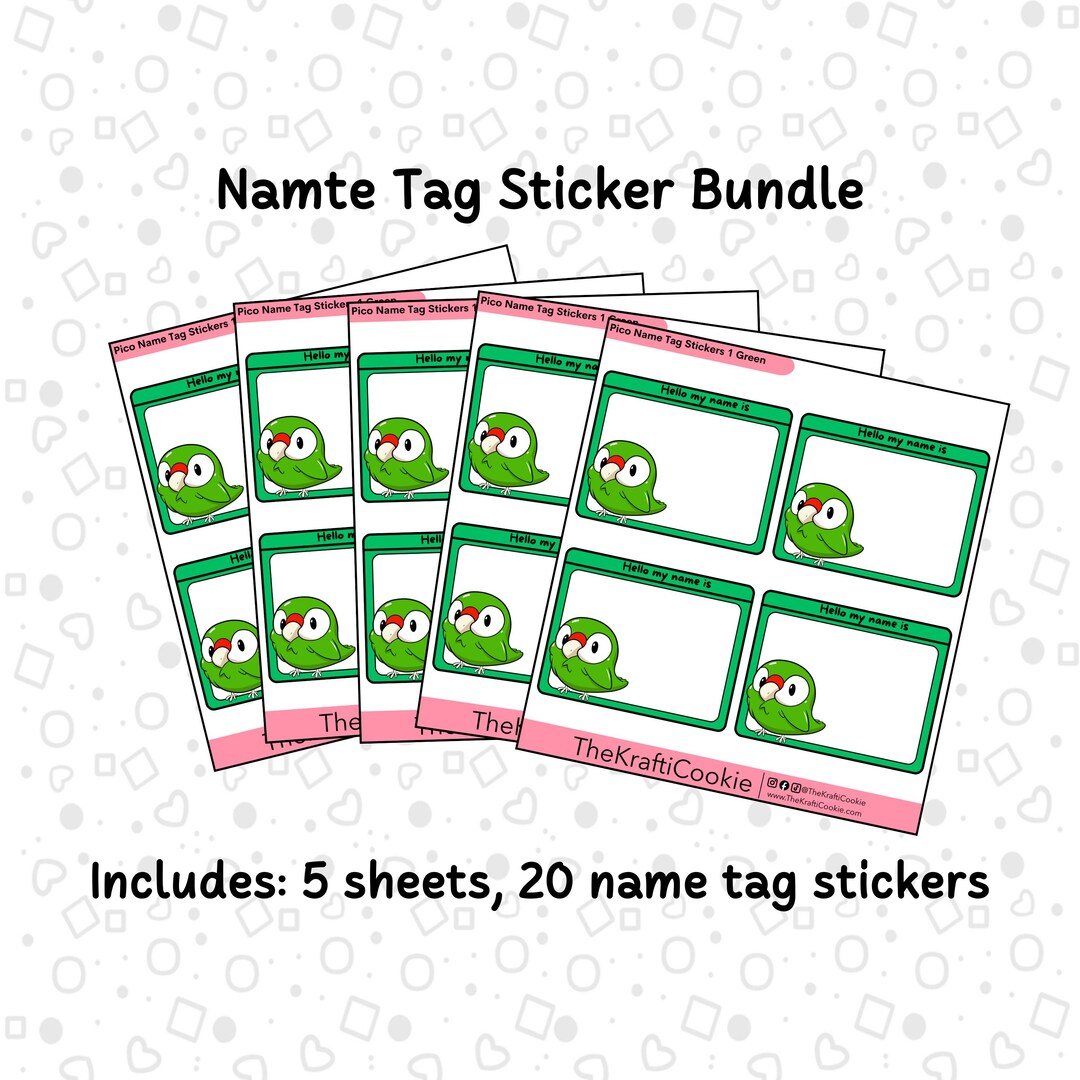 Cute Parrot Kid Name Tag Sticker Bundle, Name Tag Stickers, Kids Name ...