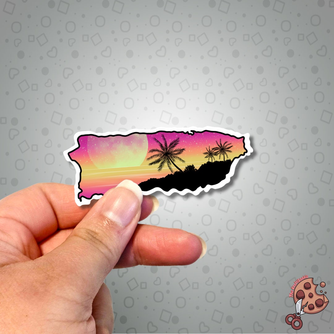Puerto Rico Pink Tropical Island Sticker - Etsy