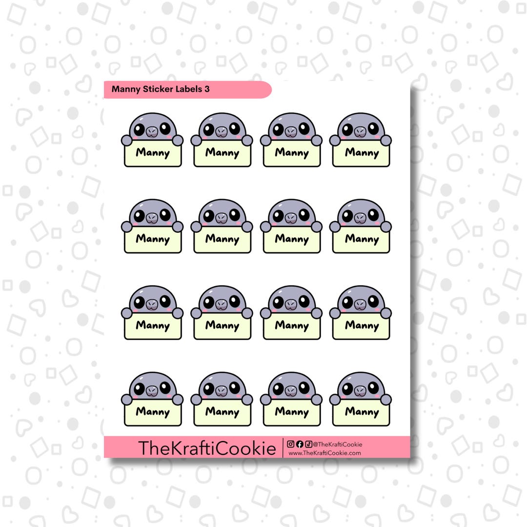 Cute Manatee Kid Name Label, Kids Labels for School, Daycare, Preschool ...