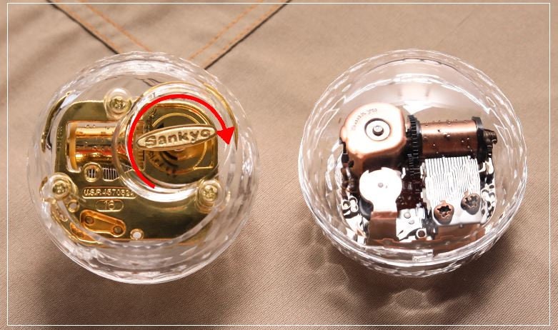 Transparent Music Box Round Ball Shape Acrylic Box With Gold Color ...