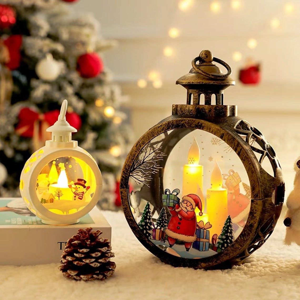 LED Christmas Lights Decoration Electric Candle Light With Santa Claus ...