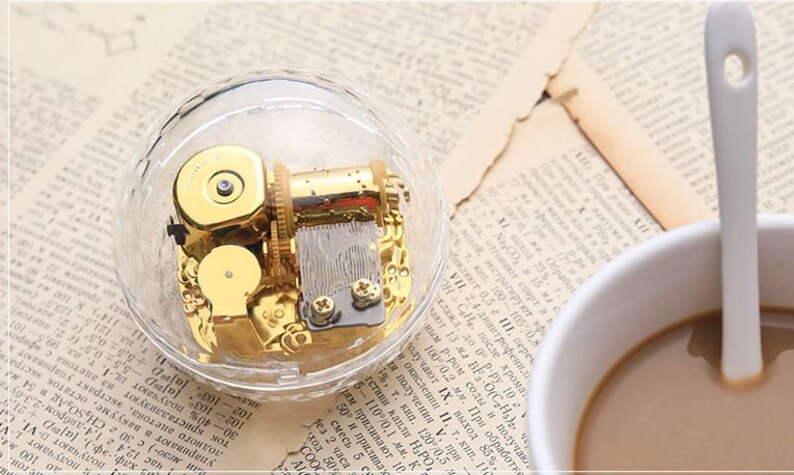Transparent Music Box Round Ball Shape Acrylic Box With Gold Color ...